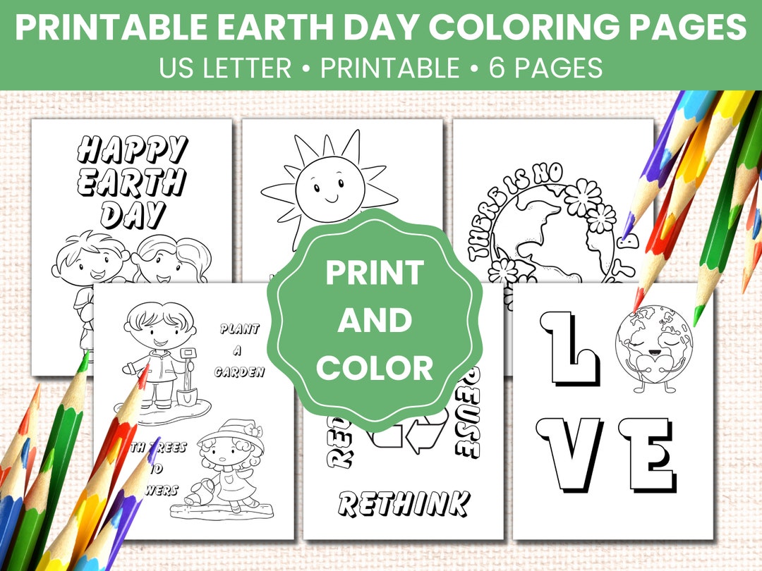 Printable Earth Day Coloring Pages | Coloring Activity for Kids - Etsy