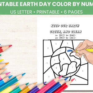Printable Earth Day Color by Number Pages | Coloring Activity for Kids ...