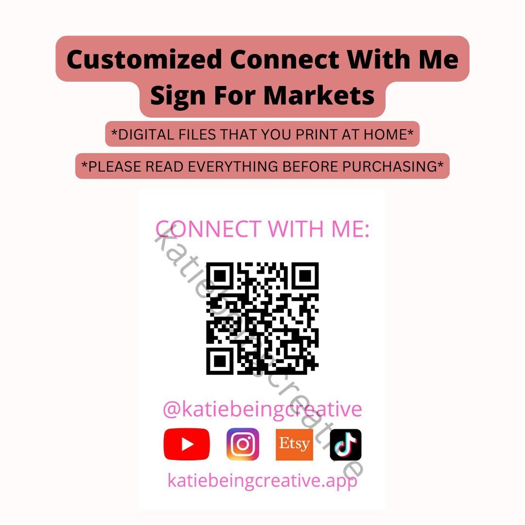 Customized Connect With Me Sign for Markets and Craft Fairs Digital ...