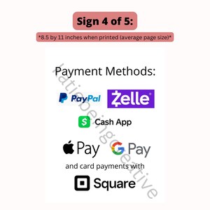 Payment Methods Sign for Markets and Craft Fairs- Digital File ONLY ...