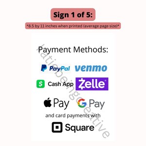 Payment Methods Sign for Markets and Craft Fairs- Digital File ONLY ...