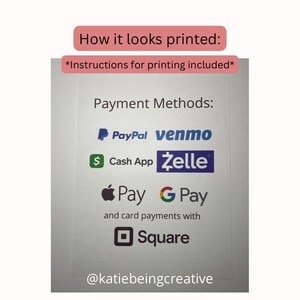 Payment Methods Sign for Markets and Craft Fairs- Digital File ONLY ...