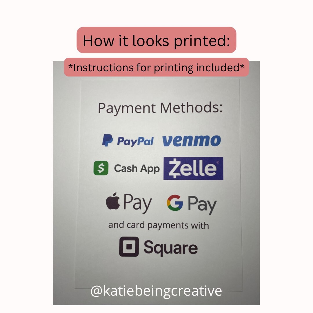 Payment Methods Sign for Markets and Craft Fairs Digital File - Etsy