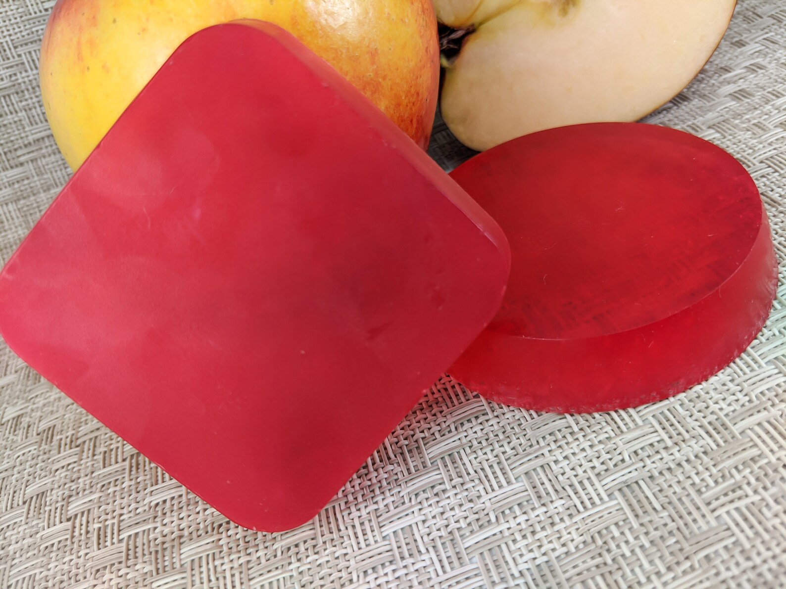 Apple Scented Round Bar Soap, Honey Glycerin Soap, Handmade Apple Soap ...