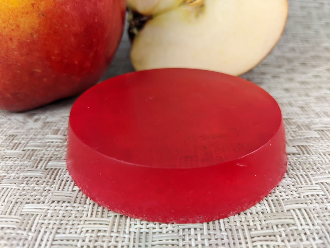 Apple Scented Round Bar Soap, Honey Glycerin Soap, Handmade Apple Soap ...