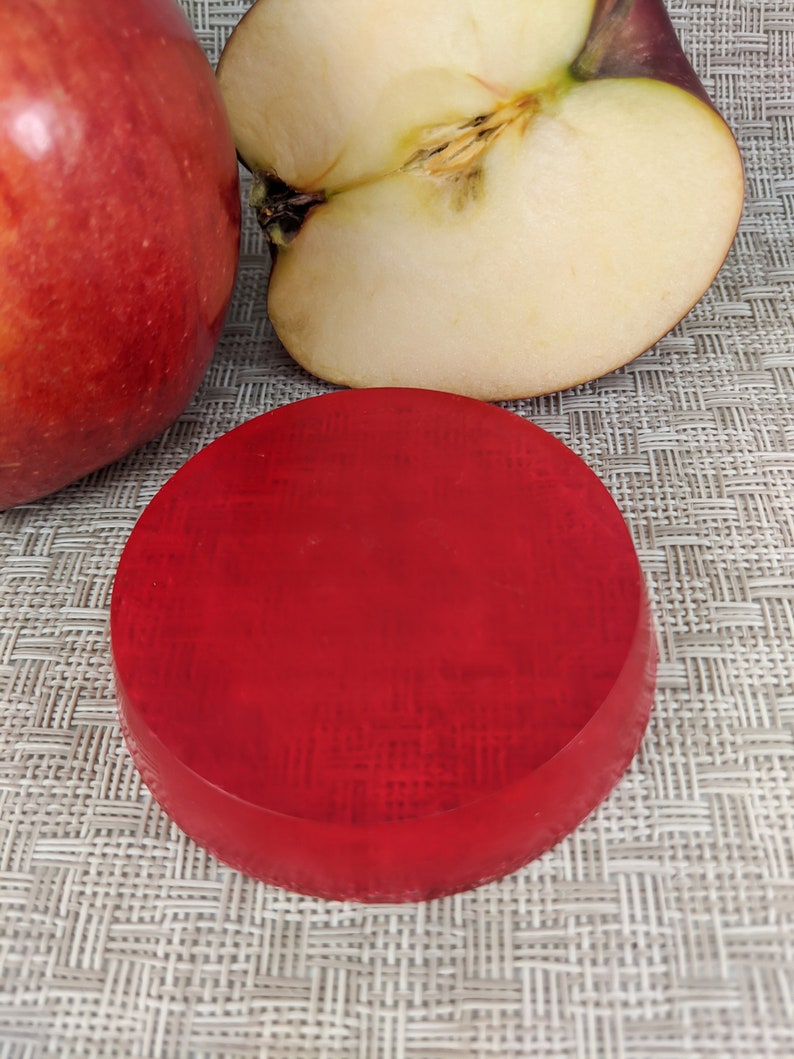 Apple Scented Round Bar Soap, Honey Glycerin Soap, Handmade Apple Soap ...