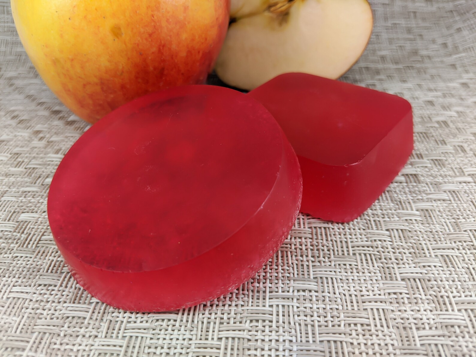 Apple Scented Round Bar Soap, Honey Glycerin Soap, Handmade Apple Soap ...