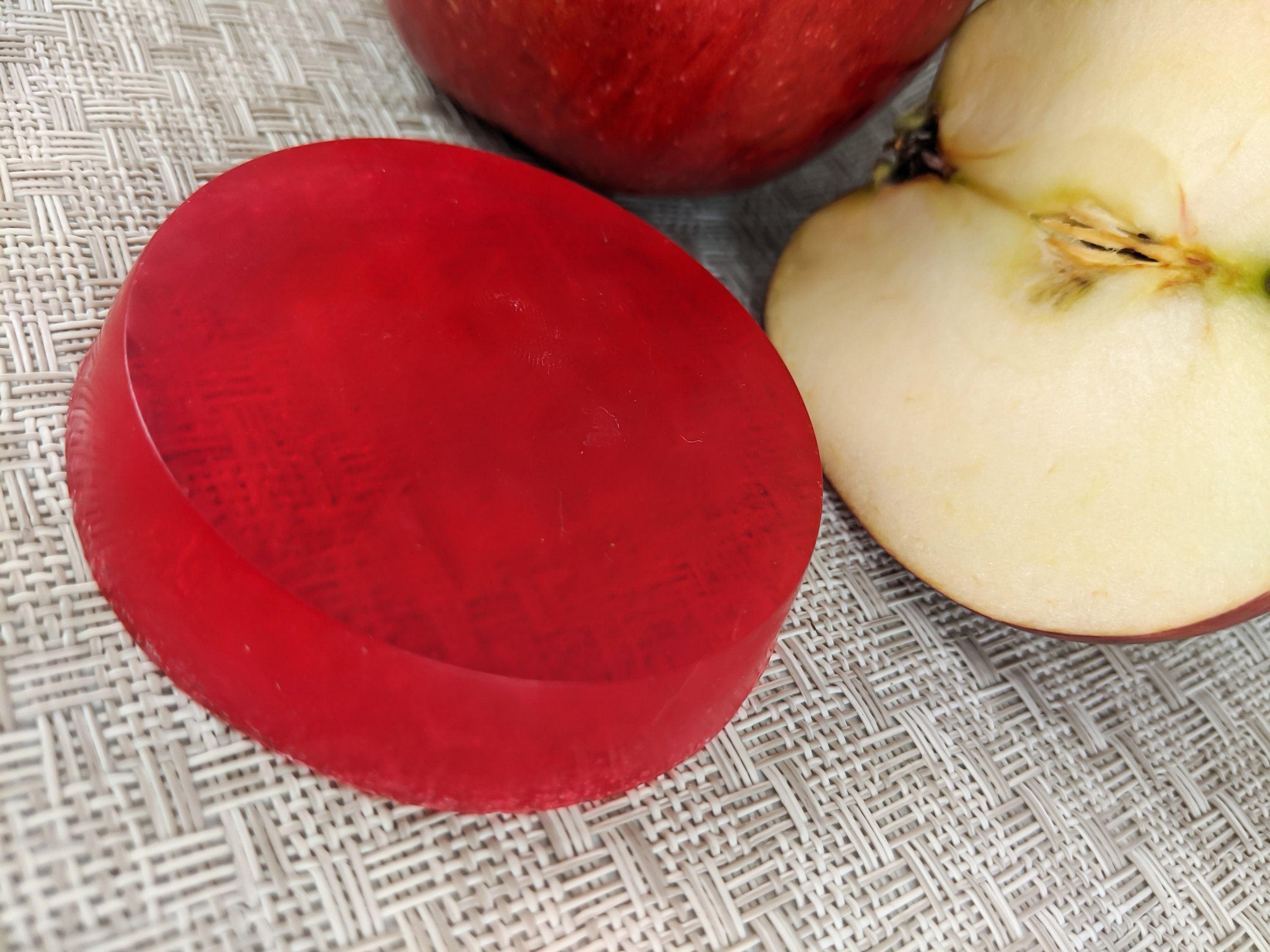 Apple Scented Round Bar Soap, Honey Glycerin Soap, Handmade Apple Soap ...
