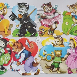 Vintage Style Paper Scraps Cute Kitty Cats Kittens Cat Paper Scraps Art ...