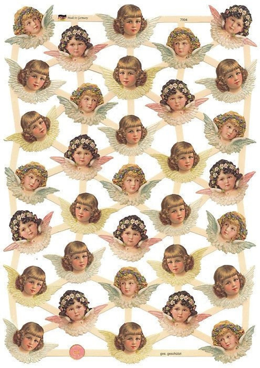 Victorian Cherub Angel Paper Scraps Die Cut Angels Gold Glitter Art ...