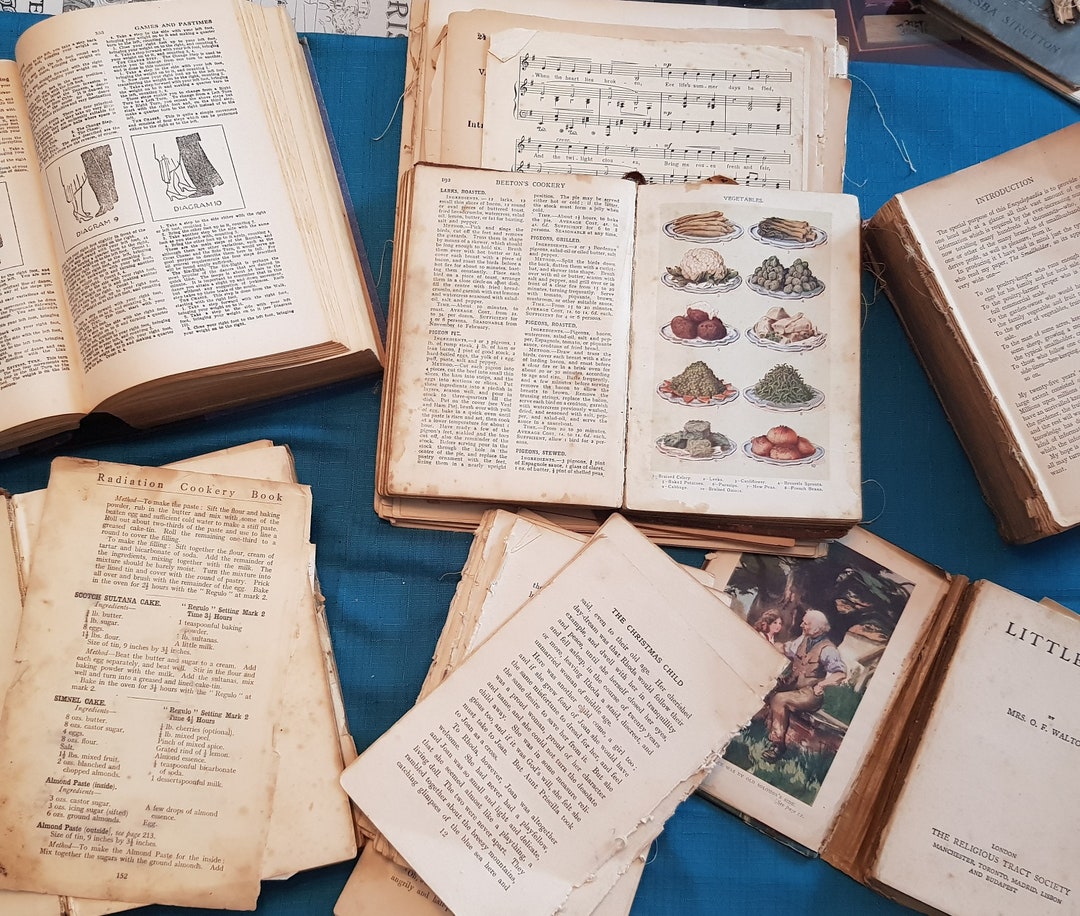 Antique Book Pages & Vintage Sheet Music C1890s 1960s X 60 Pages total ...