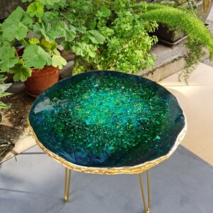 Green Emerald Epoxy Table, Resin Coffee Table, Irregular Live Edges ...