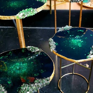 Emerald Green Geode Coffee Table: Resin Epoxy Crystal Accent Table - Etsy