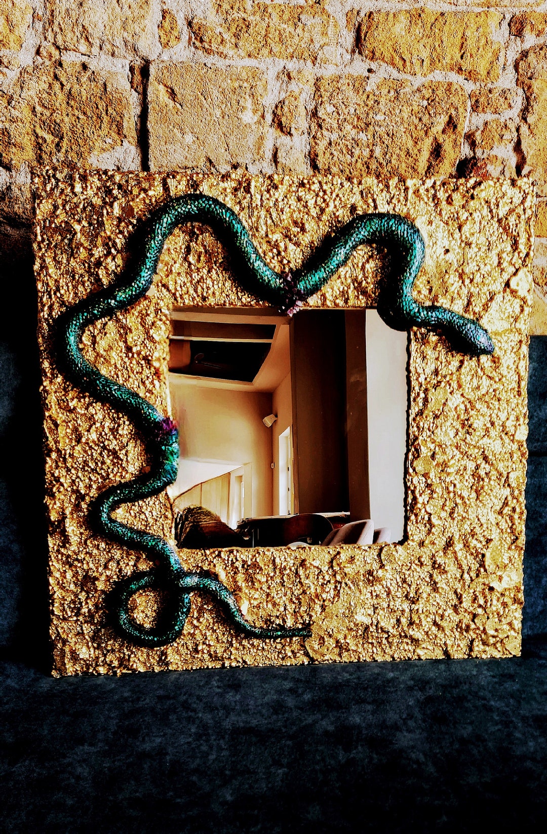 Gold Frame Wall Mirror, Exclusive Handmade Mirror With the Snake Design ...
