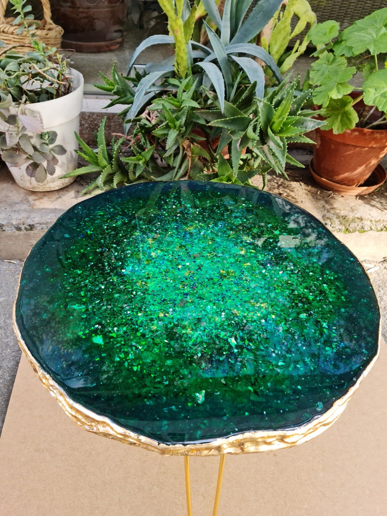 Green Emerald Epoxy Table Resin Coffee Table Irregular Live - Etsy