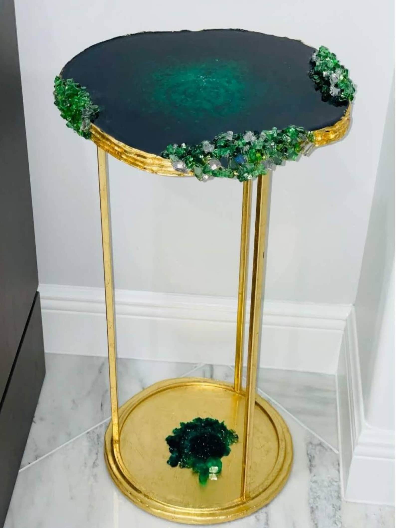 Emerald Green Geode Coffee Table: Resin Epoxy Crystal Accent Table - Etsy