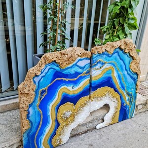 Blue Geode Resin Art Diptych: Ocean-inspired Epoxy Wall Decor - Etsy