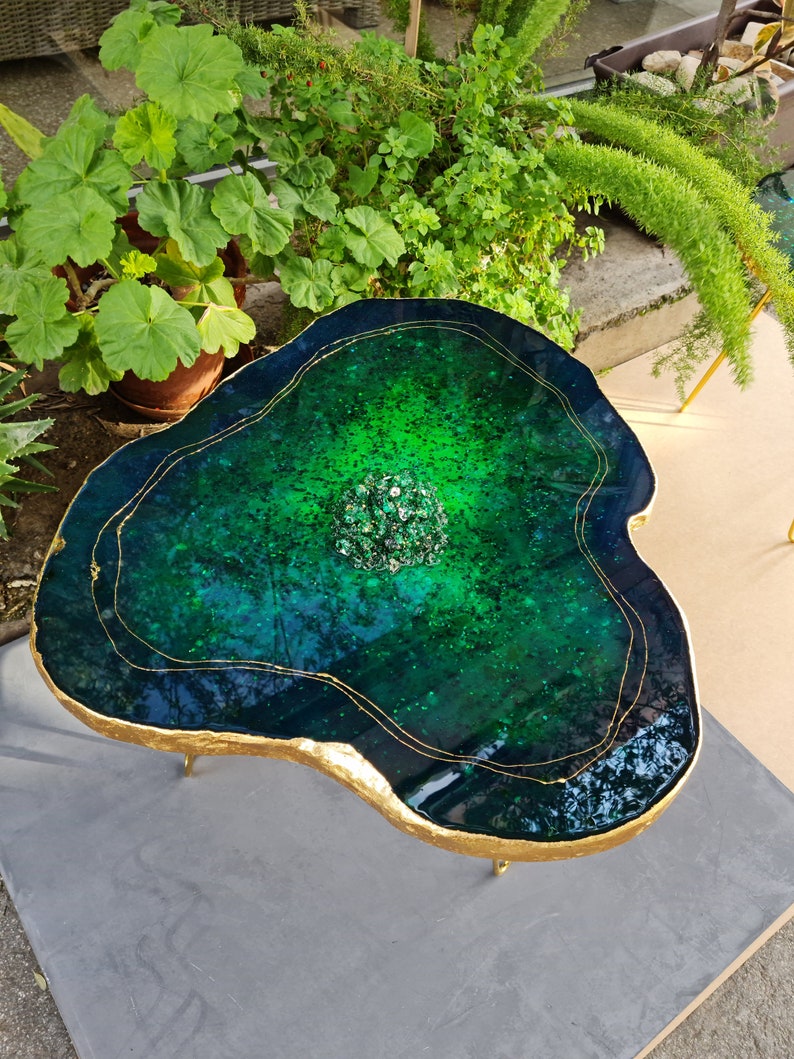 Green Emerald Epoxy Table Live Edge Modern Coffee Table - Etsy