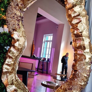 Large Gold Leaf Irregular Mirror: Asymmetrical Crystal Accent Mirror - Etsy