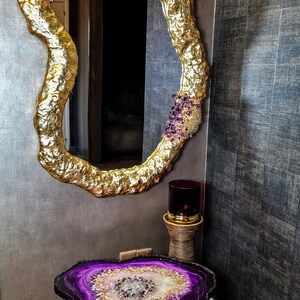 Large Gold Leaf Irregular Mirror: Asymmetrical Crystal Accent Mirror - Etsy