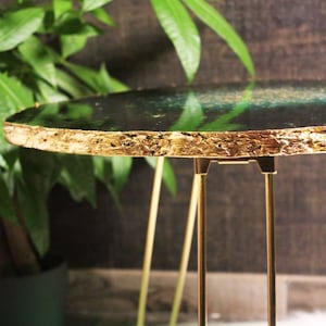 Green Emerald Epoxy Table, Resin Geode Coffee Table , Irregular Round ...