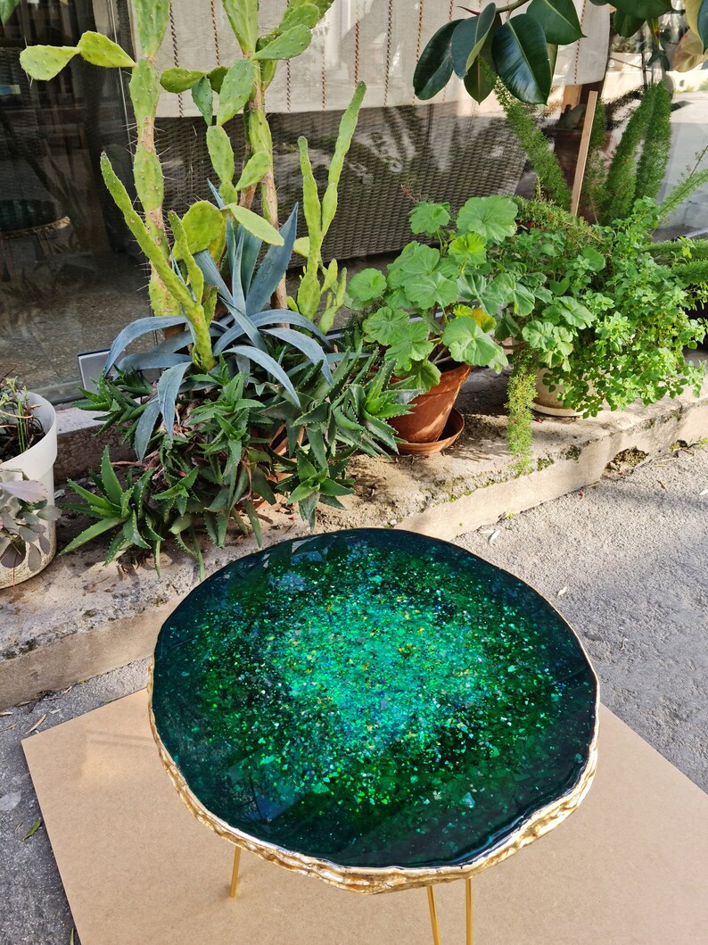 Green Emerald Epoxy Table Resin Coffee Table Irregular Live - Etsy