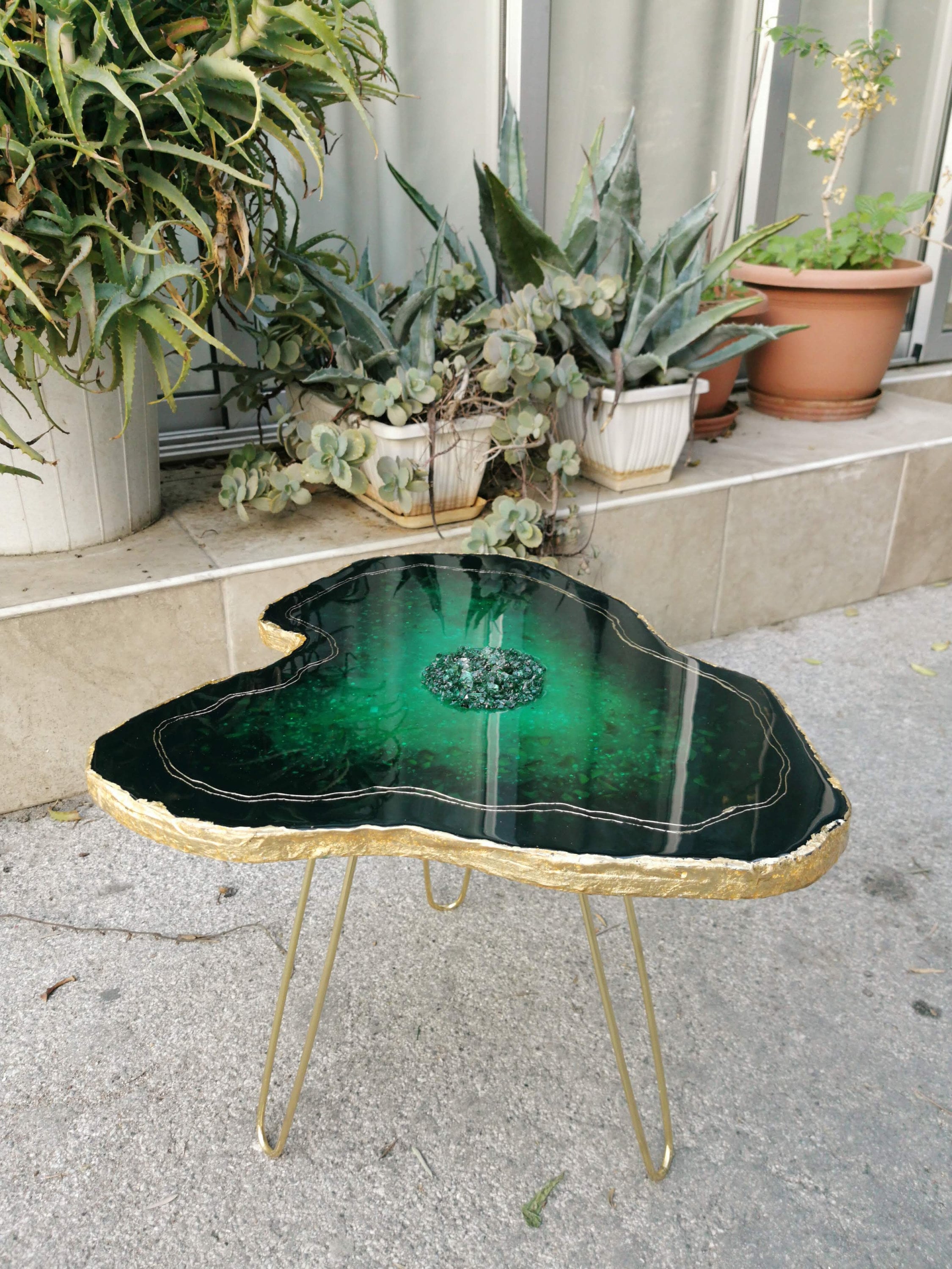 Emerald Green Resin Coffee Table: Gold Leaf Epoxy Table - Etsy