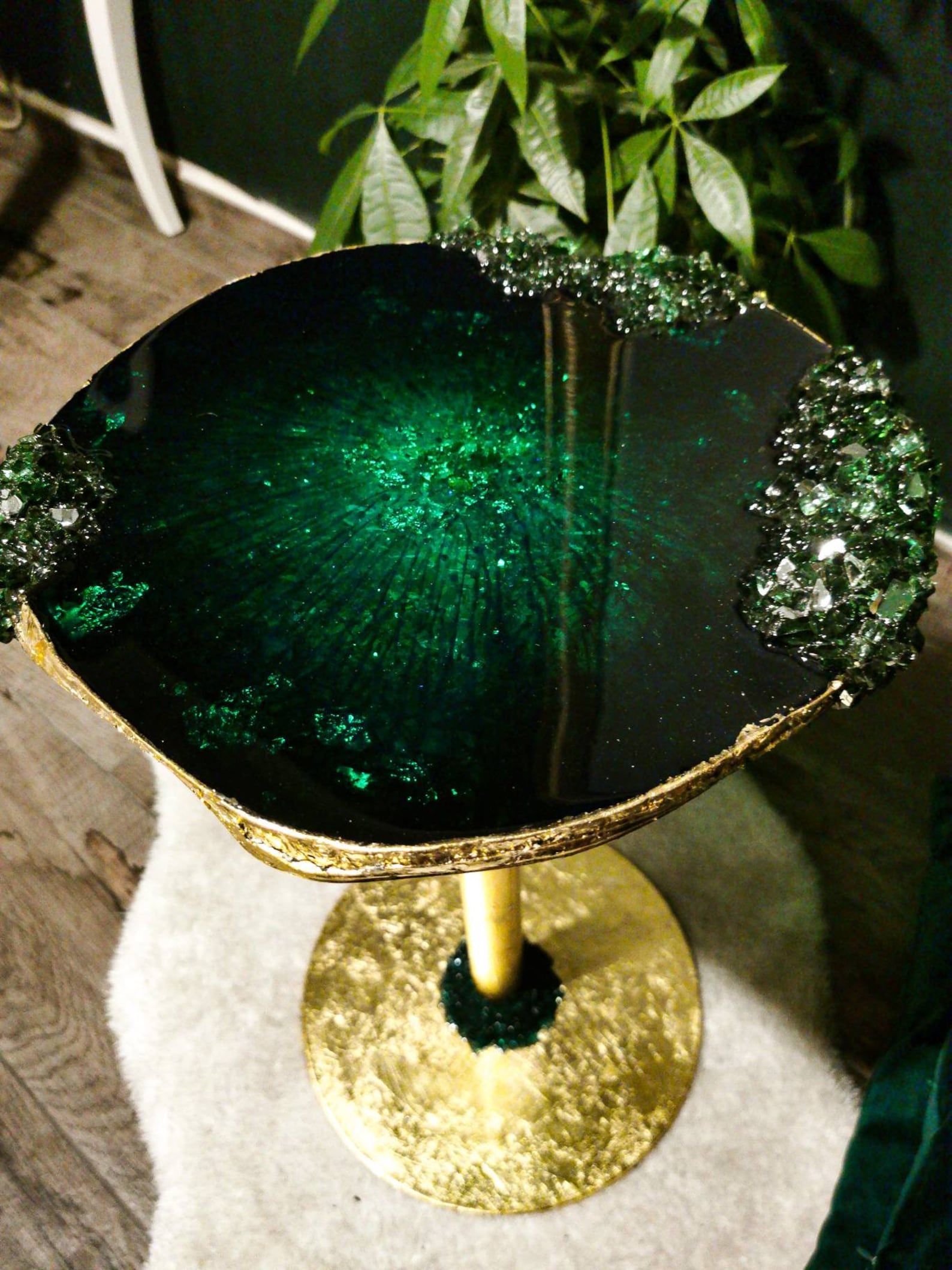 Round Deep Green Coffee Table Geode Table Resin Epoxy Coffee - Etsy