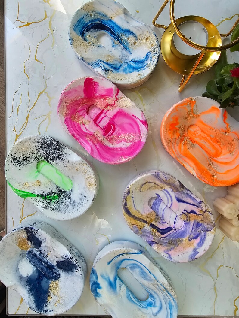Neon Jesmonite Soap Holders Colorful Handcrafted Bathroom Decor Vibrant ...