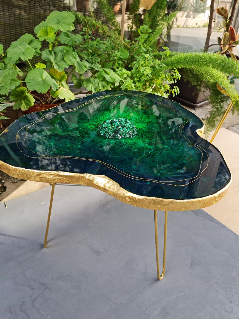 Green Emerald Epoxy Table Live Edge Modern Coffee Table - Etsy