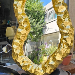 Large Gold Leaf Irregular Mirror: Asymmetrical Crystal Accent Mirror - Etsy