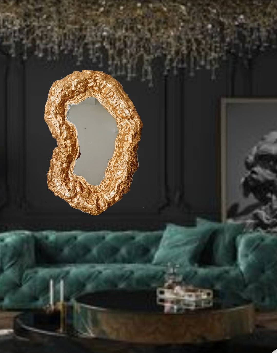 Huge Gold Leaf Mirror Luxury Gold Mirror Statement Mirror Large ...