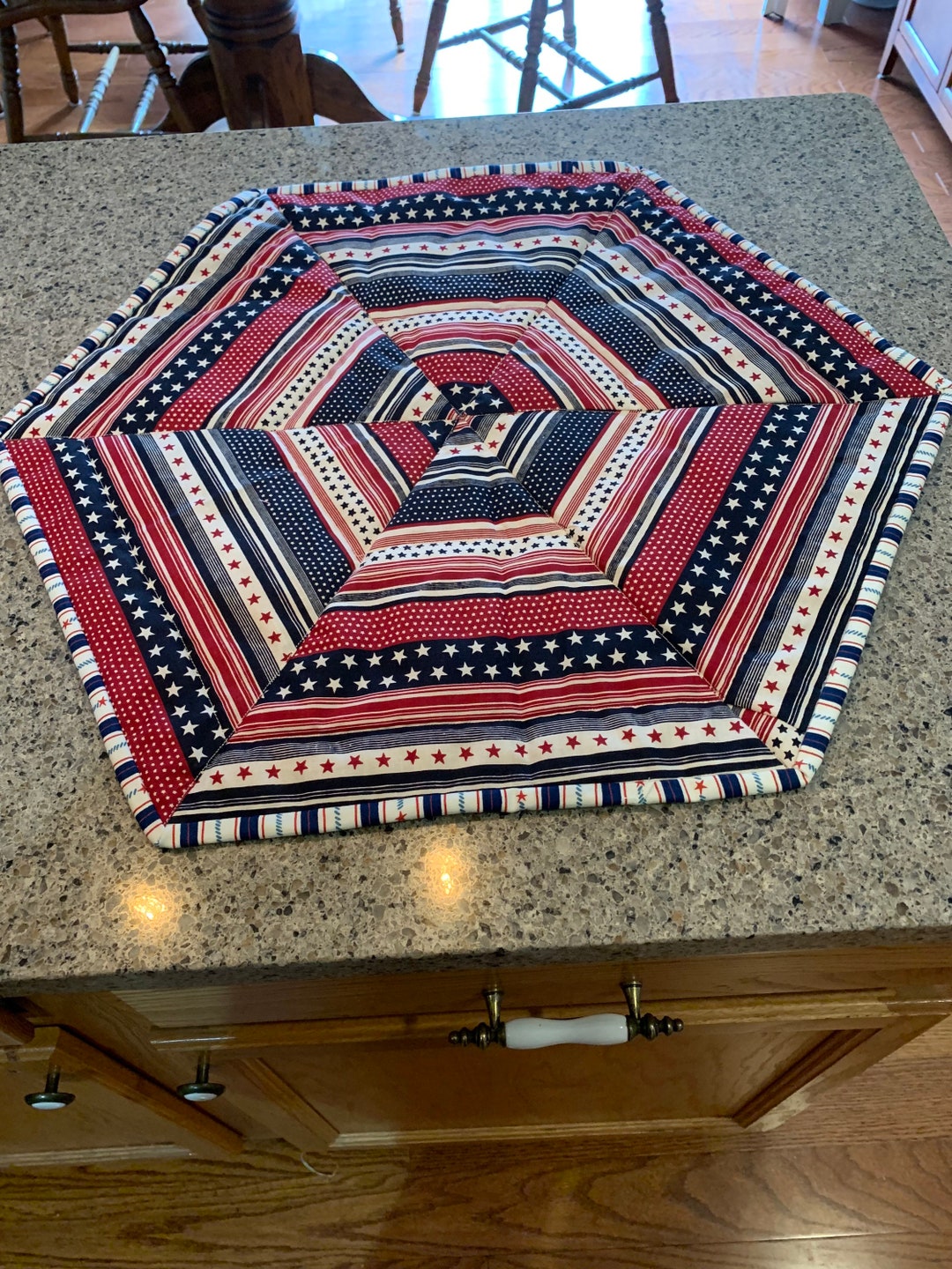 Quilted Red, White, and Blue Table Topper - Etsy