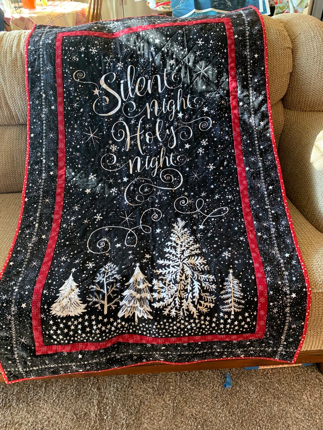 Quilted Silent Night Throw or Wallhanging - Etsy