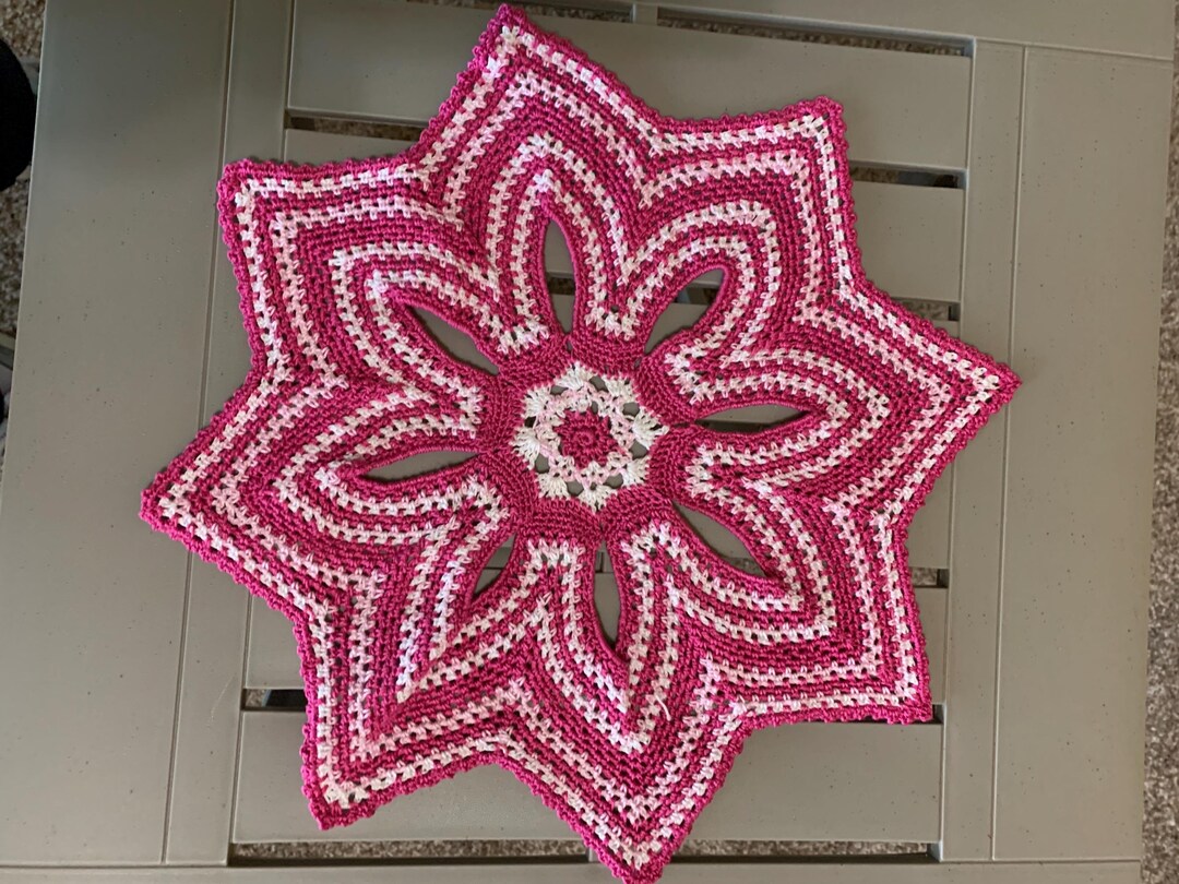 Hand Crocheted Doily Pink Swirl Star Shaped - Etsy