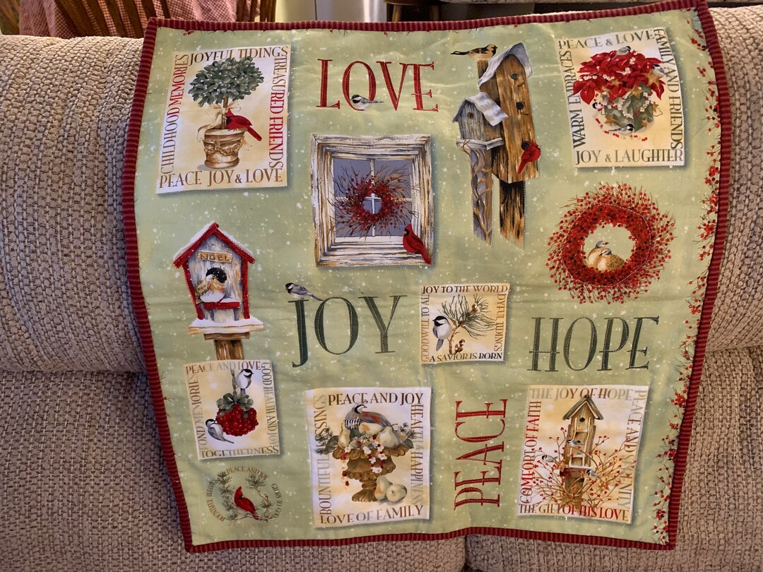 Quilted Wallhanging Chickadees, Love, Peace, Joy, Hope - Etsy