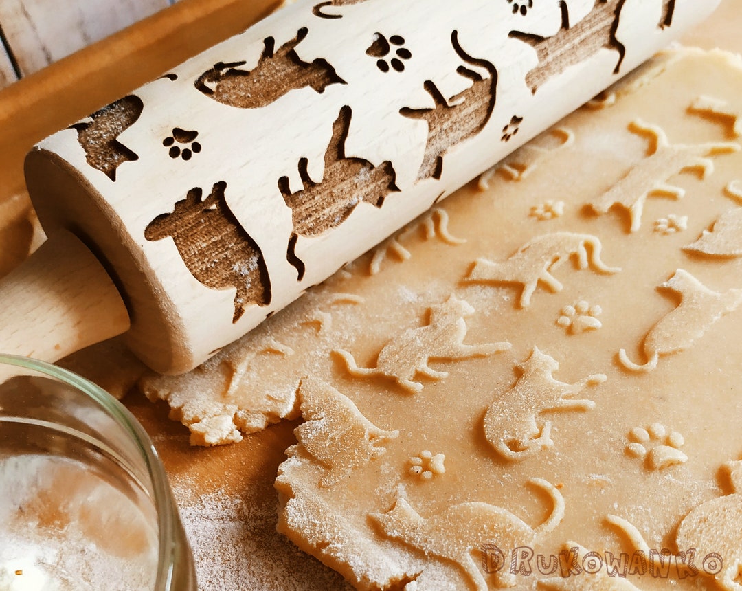 Cat Cats Rolling Pin Embossed, Cookies, Cookie, Roller, Laser Engraved ...
