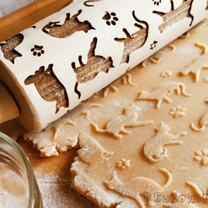 Cat Cats Rolling Pin Embossed, Cookies, Cookie, Roller, Laser Engraved ...