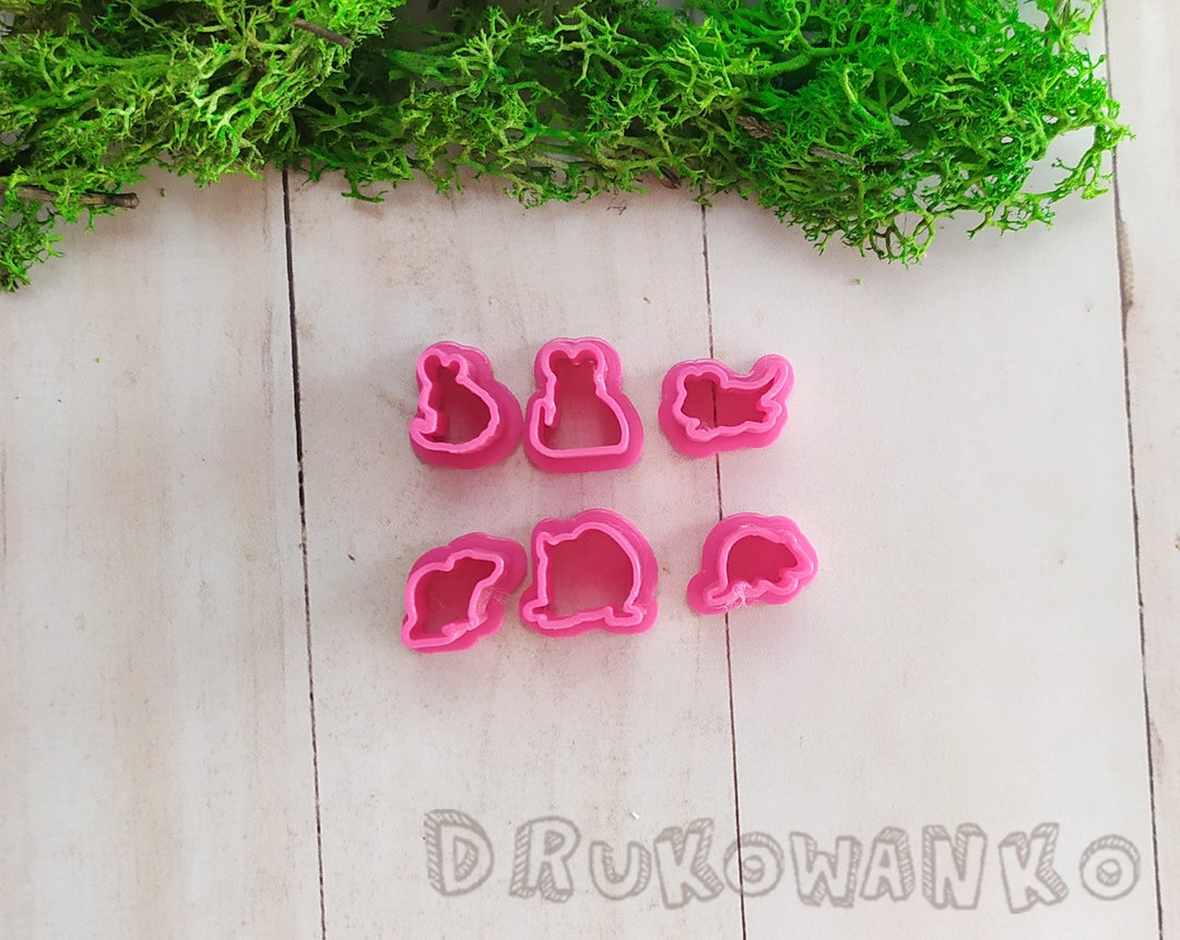 Set of 6 Sweet Rat Rats Pets Animal Polymer Clay Cutter Mini Miniature ...