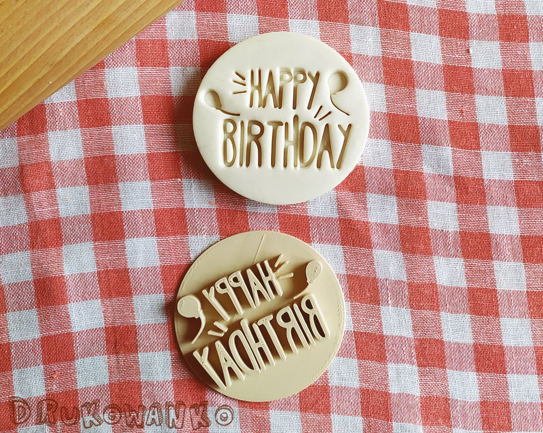 Happy Birthday Stamp Embosser Cookie Cutter Pastry Fondant Dough ...