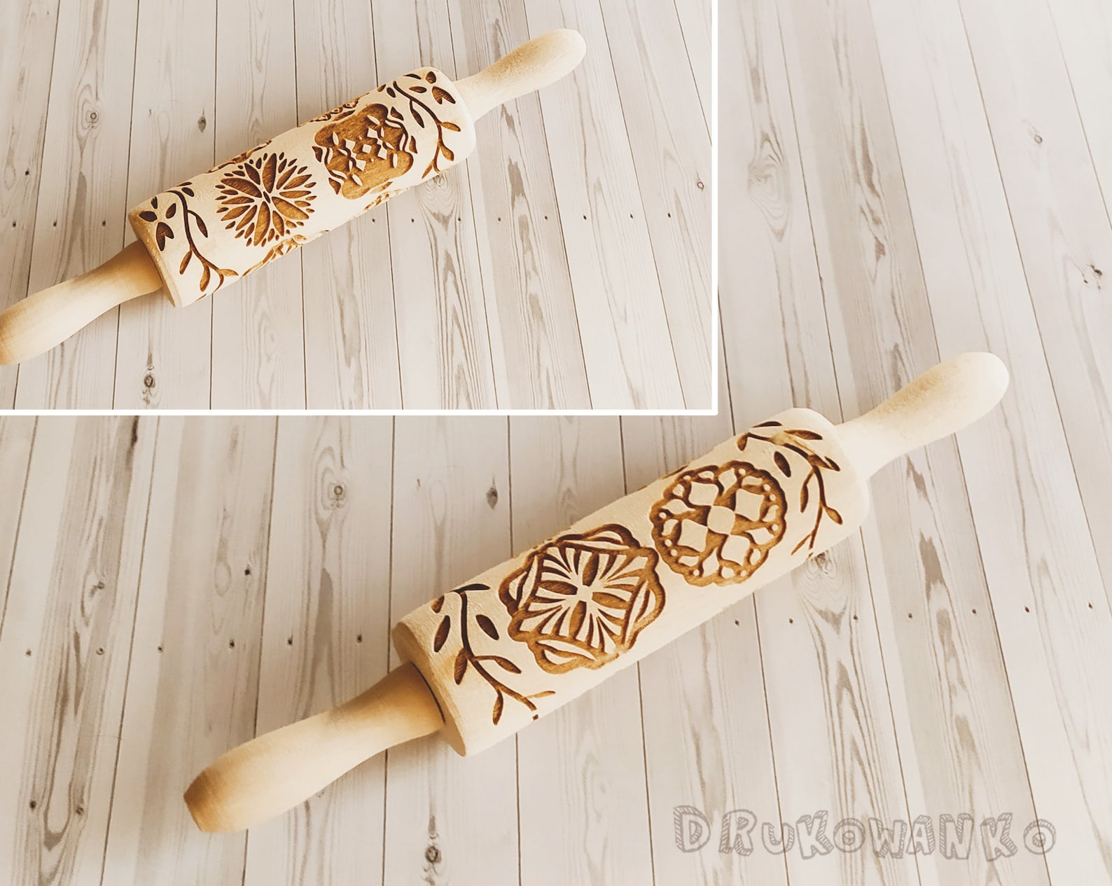 Traditional Pattern Rolling Pin Embossed, Cookies, Cookie, Roller ...