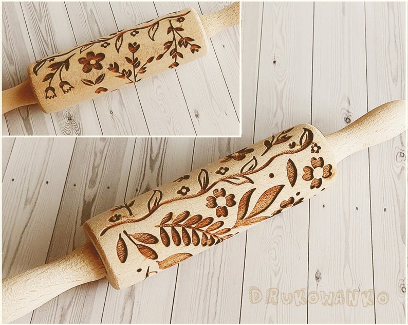 Flowers Spring Summer Grass Pattern Flower Rolling Pin Embossed Cookies ...