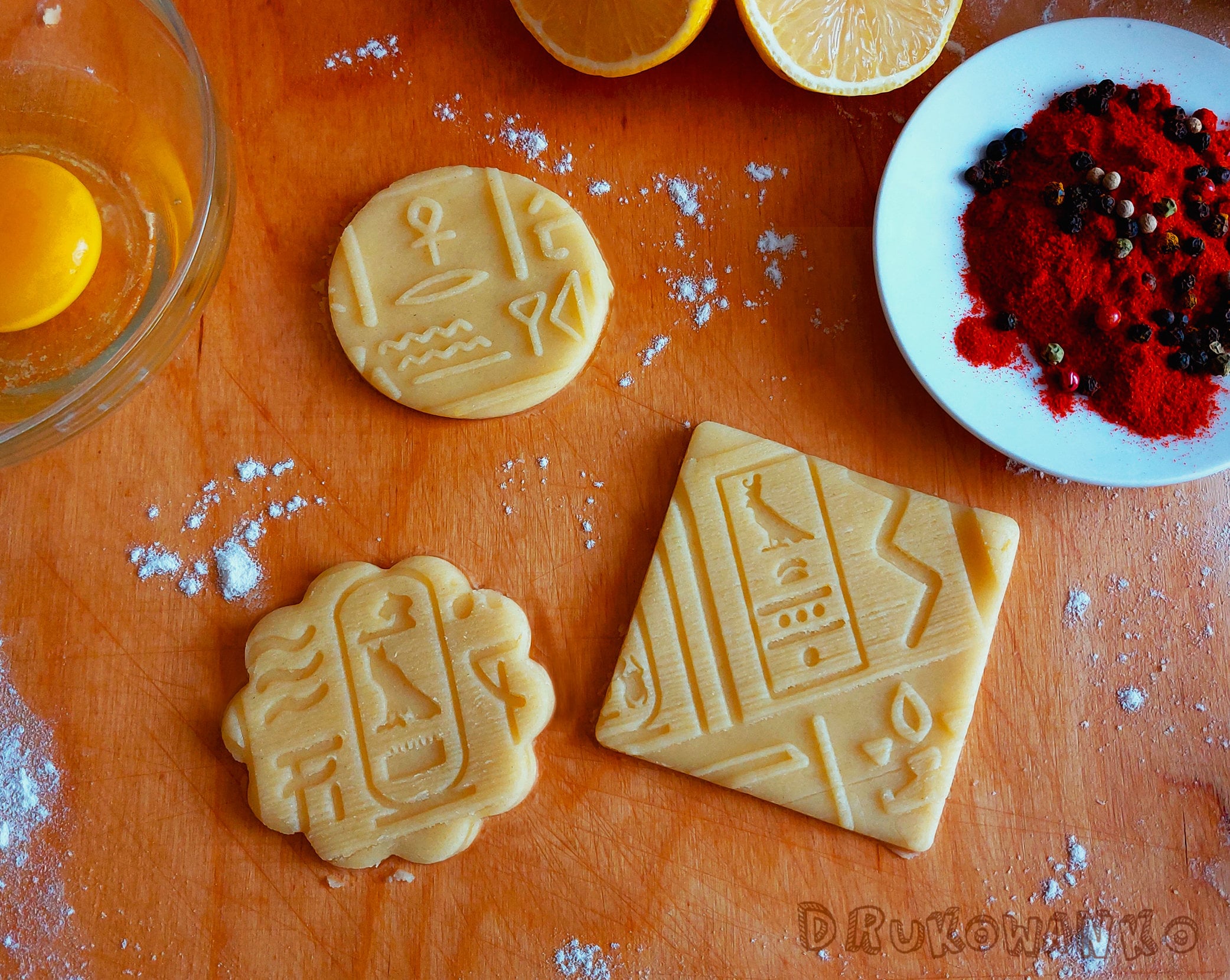 Hieroglyphs Pyramids Egypt Rolling Pin Embossed, Cookies, Cookie ...