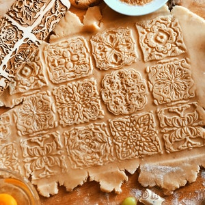 Traditional Pattern Rolling Pin Embossed, Cookies, Cookie, Roller ...
