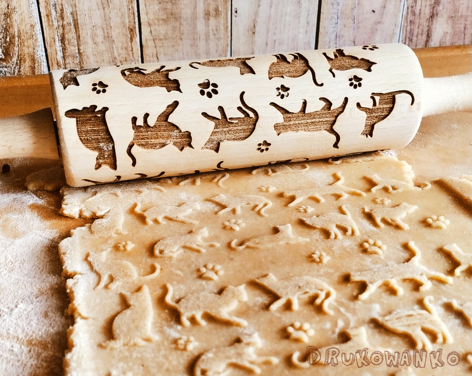 Cat Cats Rolling Pin Embossed, Cookies, Cookie, Roller, Laser Engraved ...