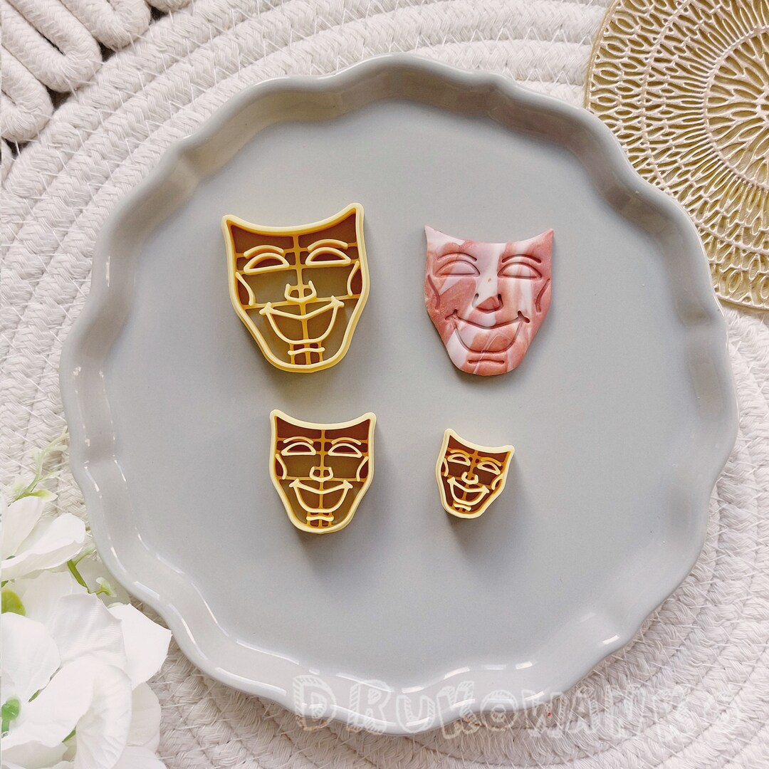 Mask Theater Stage Actor Art 3 Polymer Clay Cutter for Earring Jewelry ...