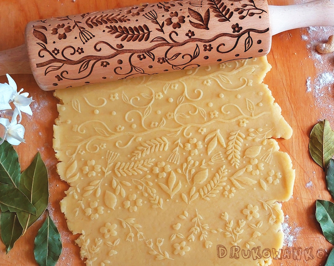 Flowers Spring Summer Grass Pattern Flower Rolling Pin Embossed Cookies ...