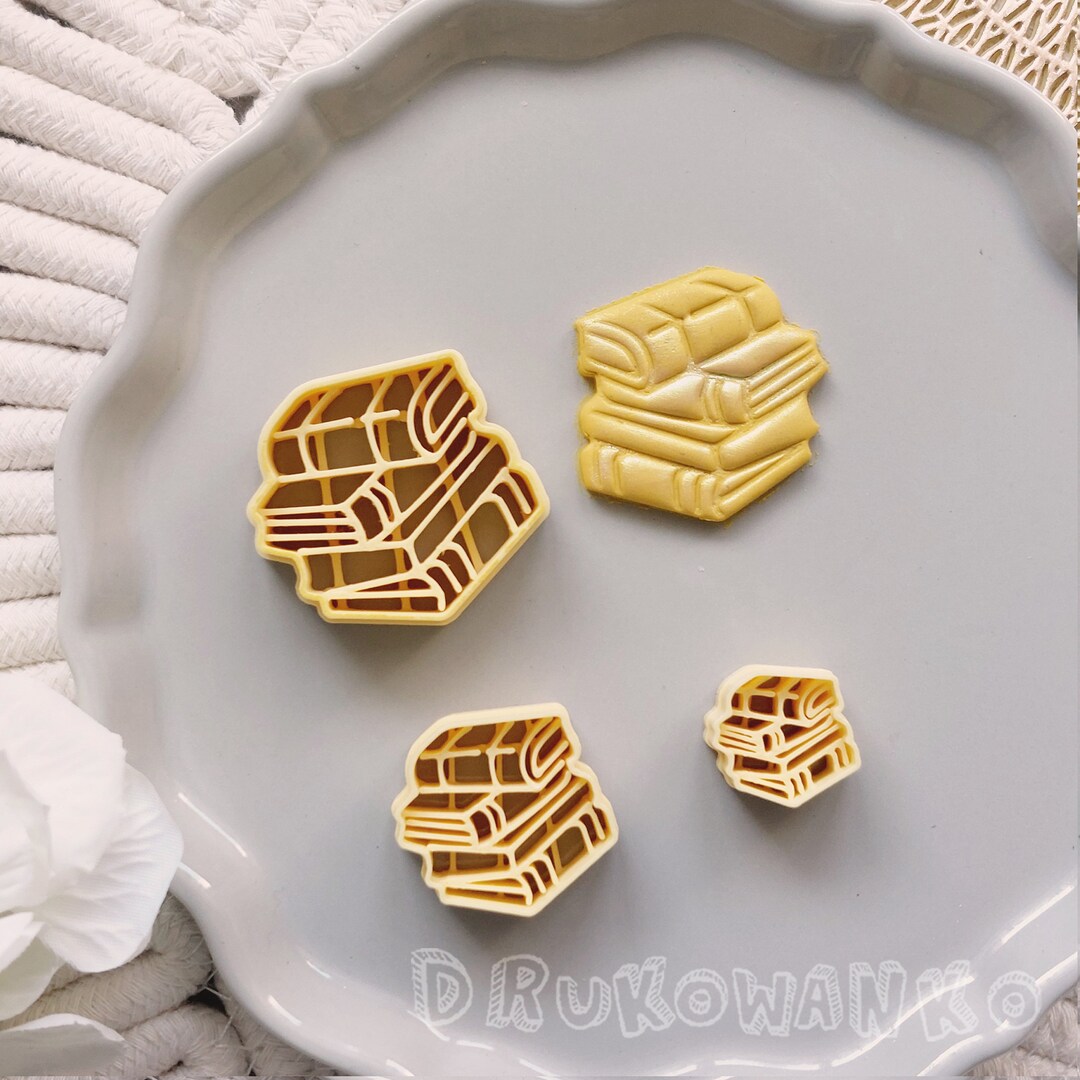 Pile of Books Library Reading Fantasy Polymer Clay Cutter for Earring ...