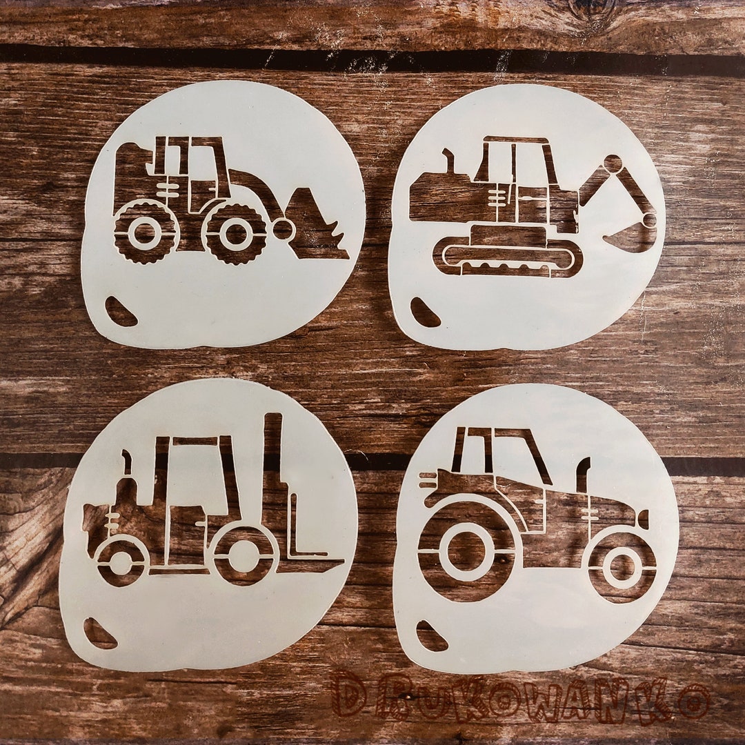 Construction Machines Excavator Bulldozer Tractor Forklift - Stencil ...