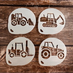 Construction Machines Excavator Bulldozer Tractor Forklift - Stencil ...
